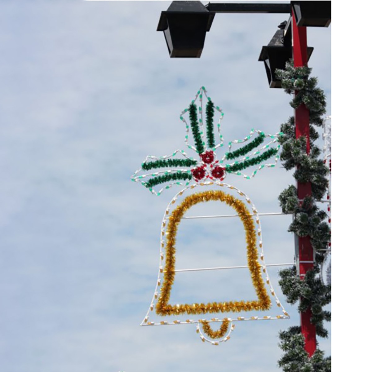 Bell with Holly Pole Decoration