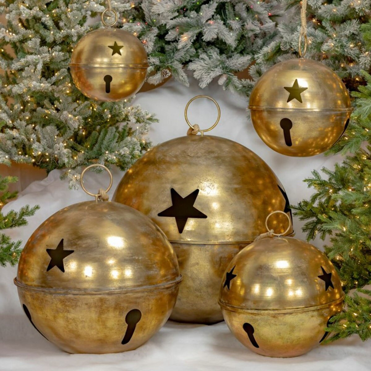 Set of (5) Gold Hanging Christmas Bells